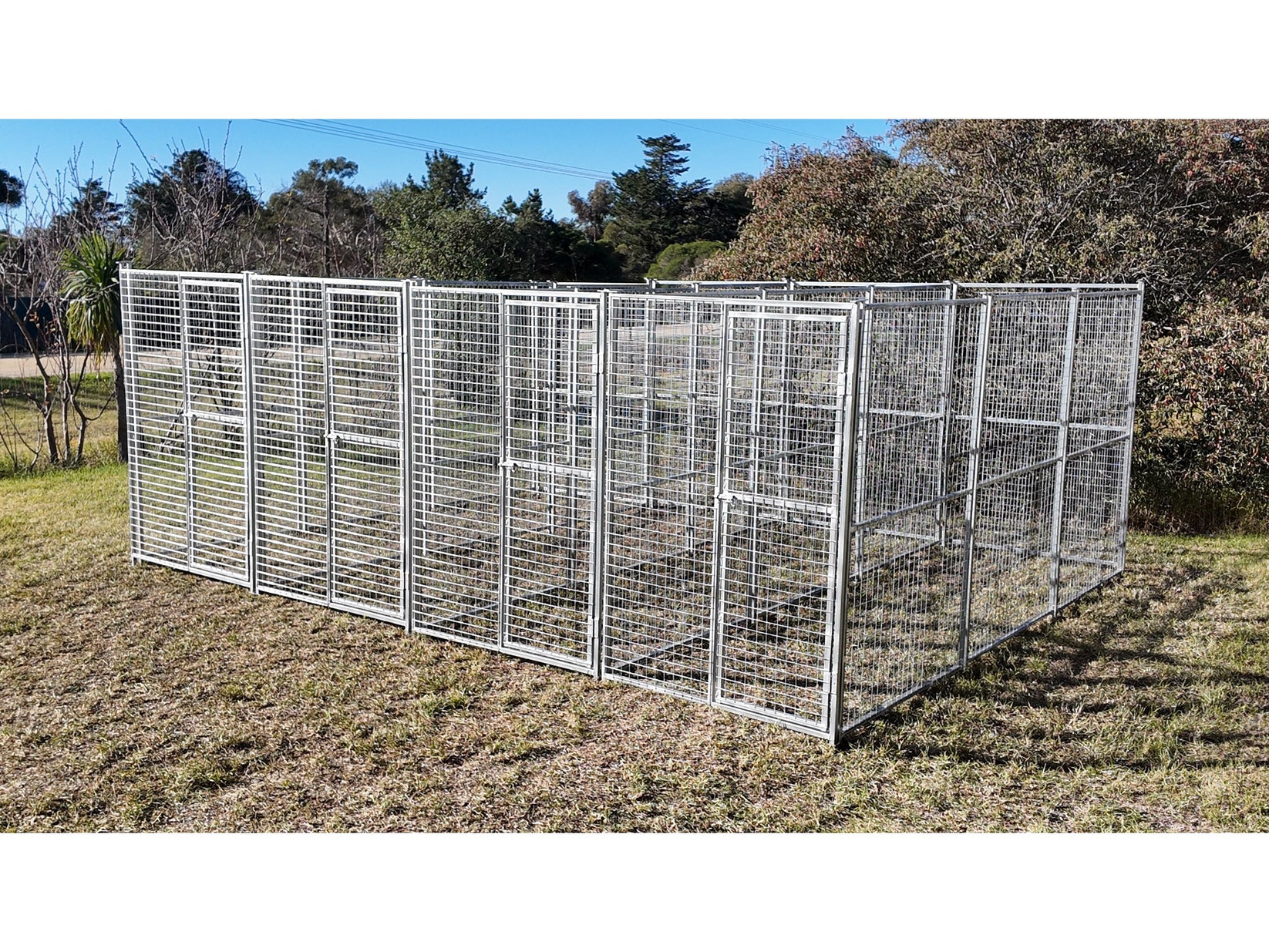 4 Bay 5m x 3.75m x 1.85m dog/chicken, 50mm x 50mm x 4mm mesh panels ...