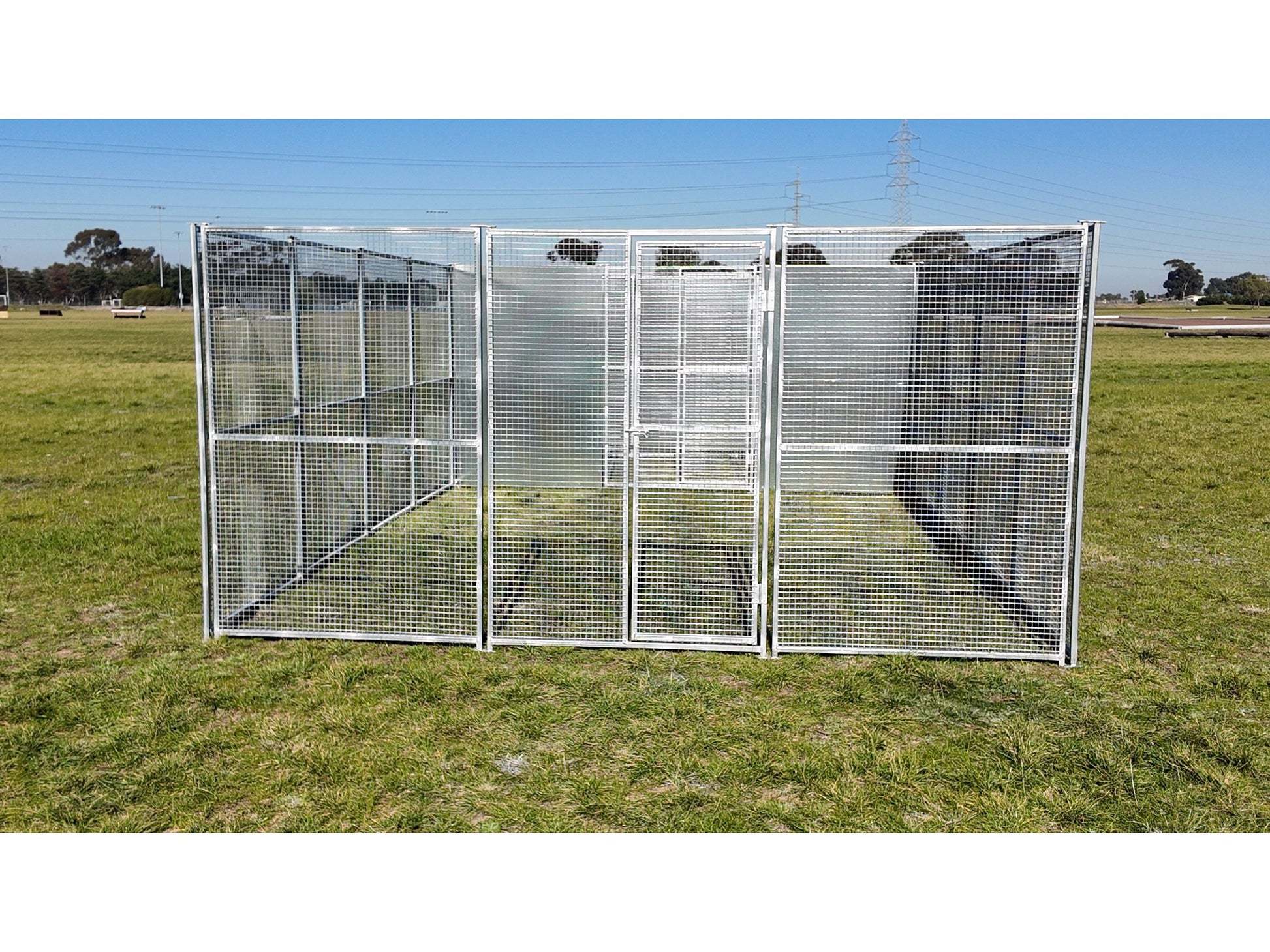 3.75mx7.5m single bay dog/poultry run with internal bay 25mmx25mm mesh ...