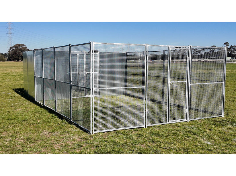 3.75mx7.5m single bay dog/poultry run with internal bay 25mmx25mm mesh ...